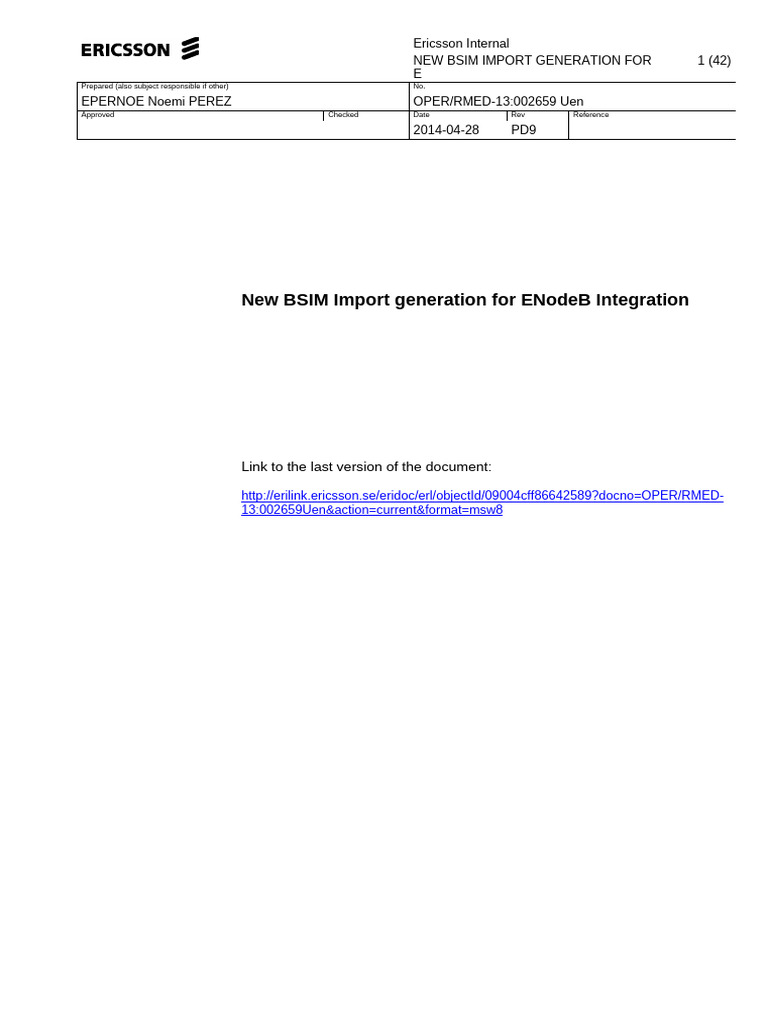 BSIM Import Generation For ENodeB Integration | PDF | Computer Science ...