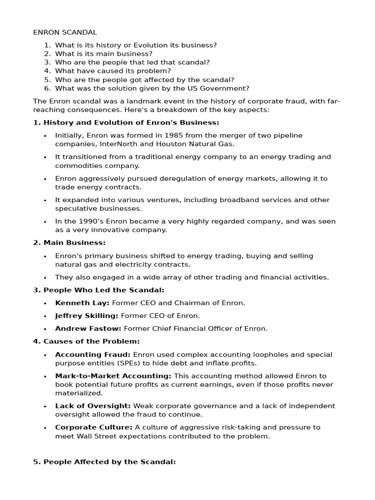 Enron Scandal: Causes and Consequences | PDF | Enron | Accounting