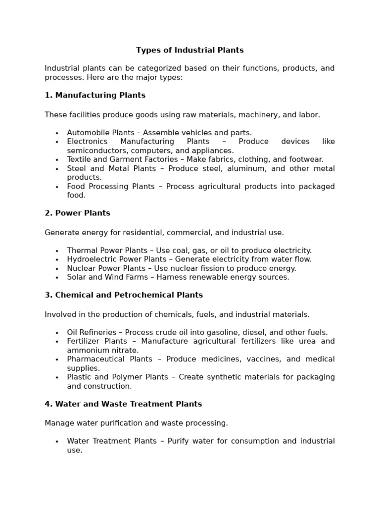 Types of Industrial Plants Explained | PDF | Waste | Power Station