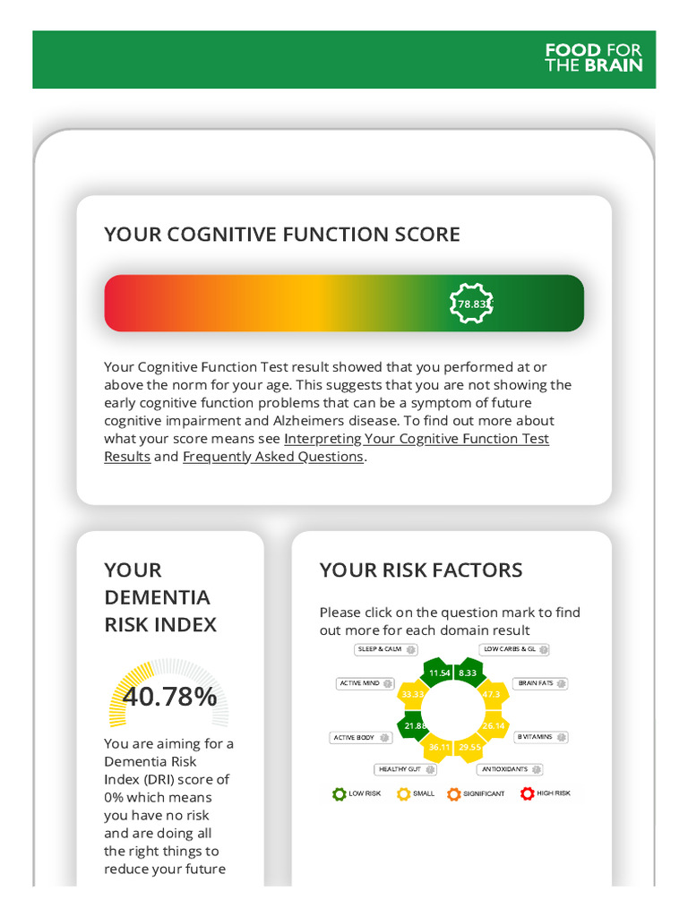 Food For The Brain - Cognitive Function Test | PDF