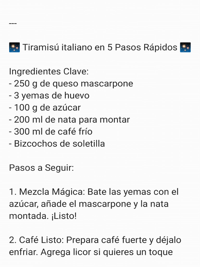 Tiramisú Receta | PDF