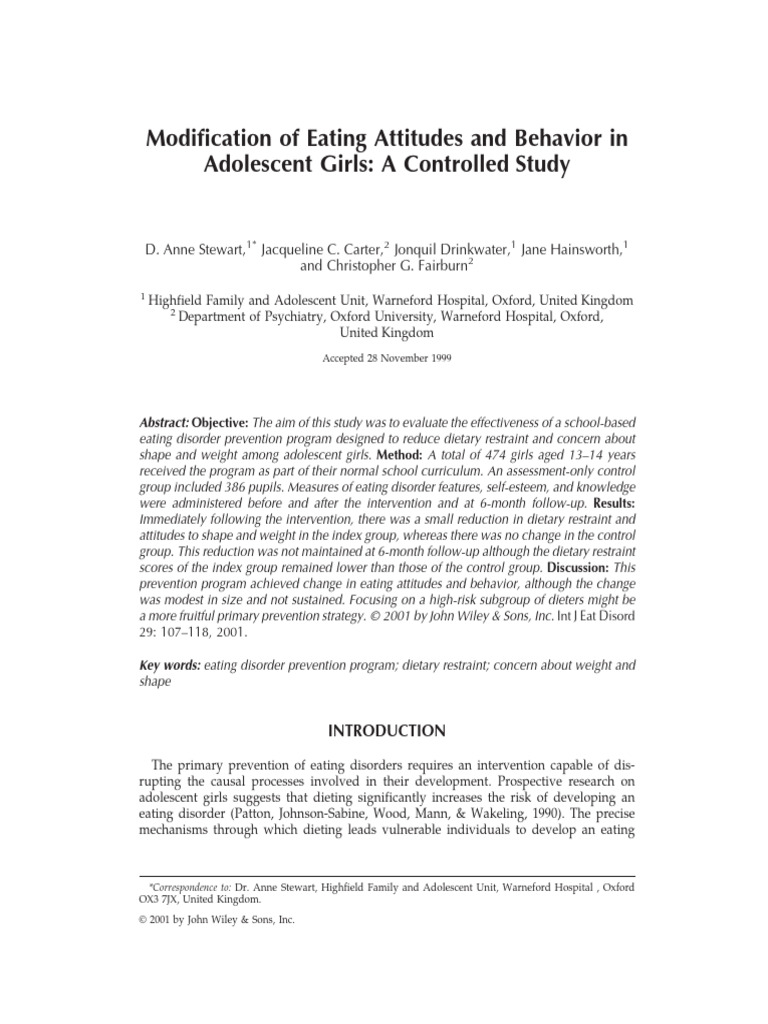 6 - Modification of Eating Attitudes and Behavior in Adolescent Girls a ...