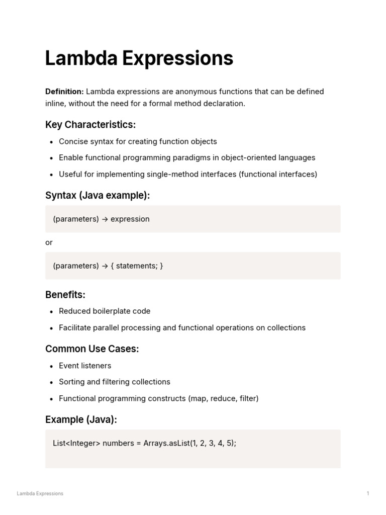 My Lambda Notes | PDF