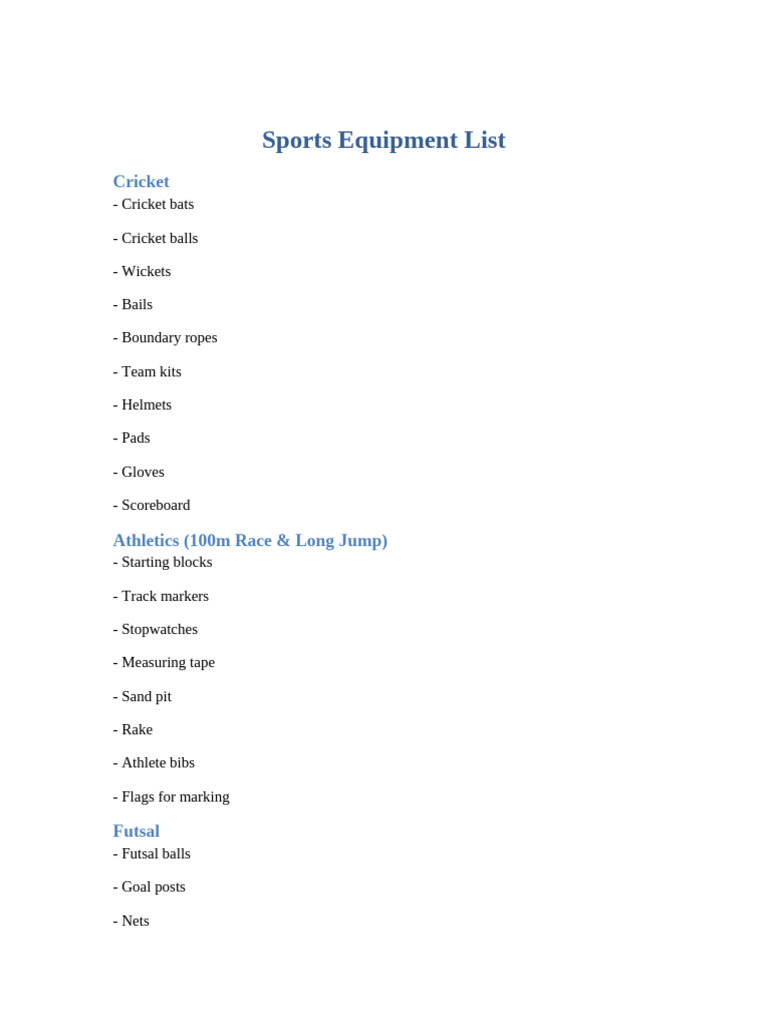 Sports_Equipment_List | PDF