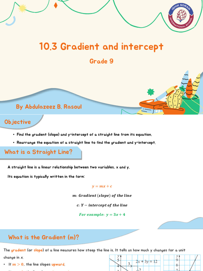 10.3 Gradient and Intercept | PDF | Slope | Line (Geometry)