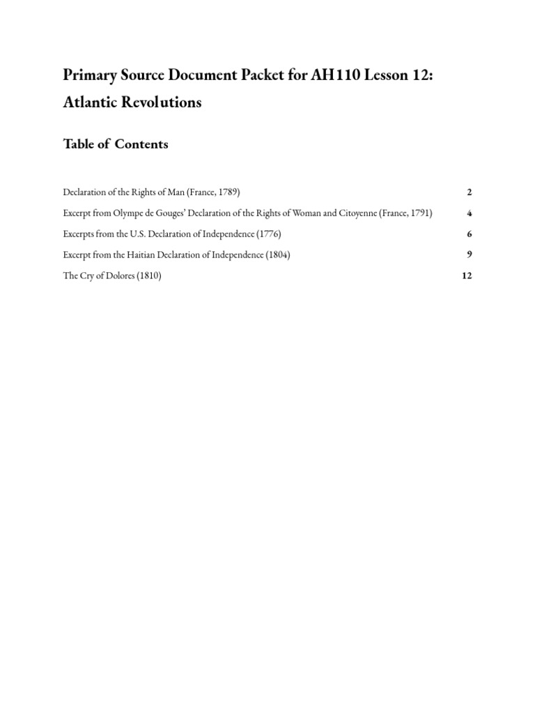 Key Documents of Atlantic Revolutions | PDF | Justice | Crime & Violence