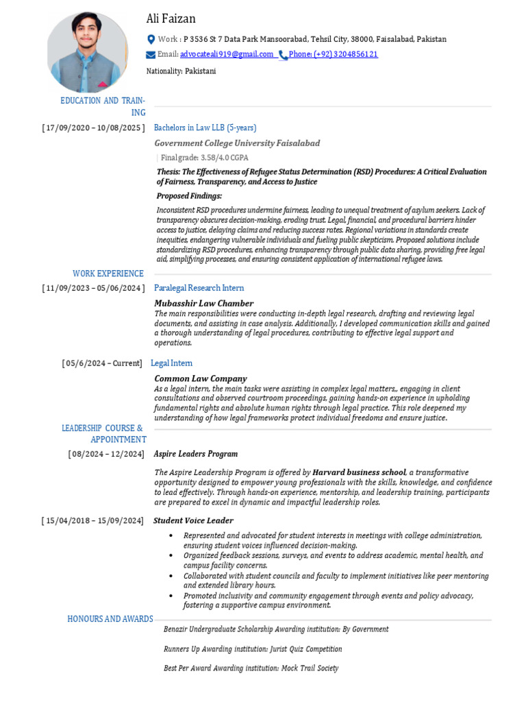 CV Format | PDF | Mentorship