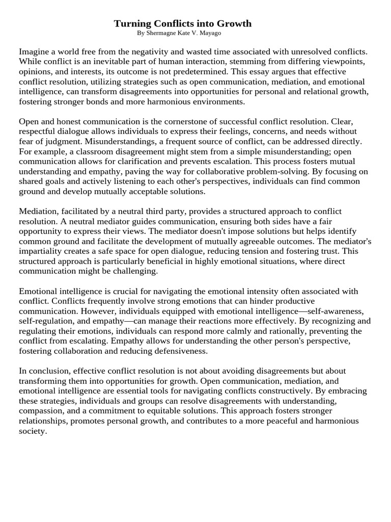 Transforming Conflicts into Growth Strategies | PDF | Conflict (Process ...