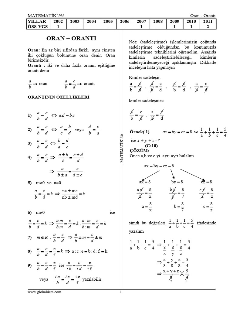 Mat-1-Konu-Anlatim-O-Oran-Oranti | PDF
