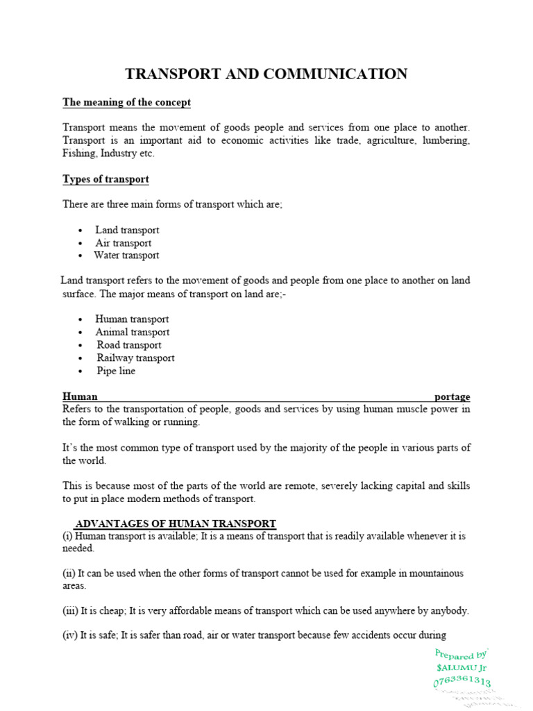 Transport and Communication Overview | PDF | Transport | Rail Transport