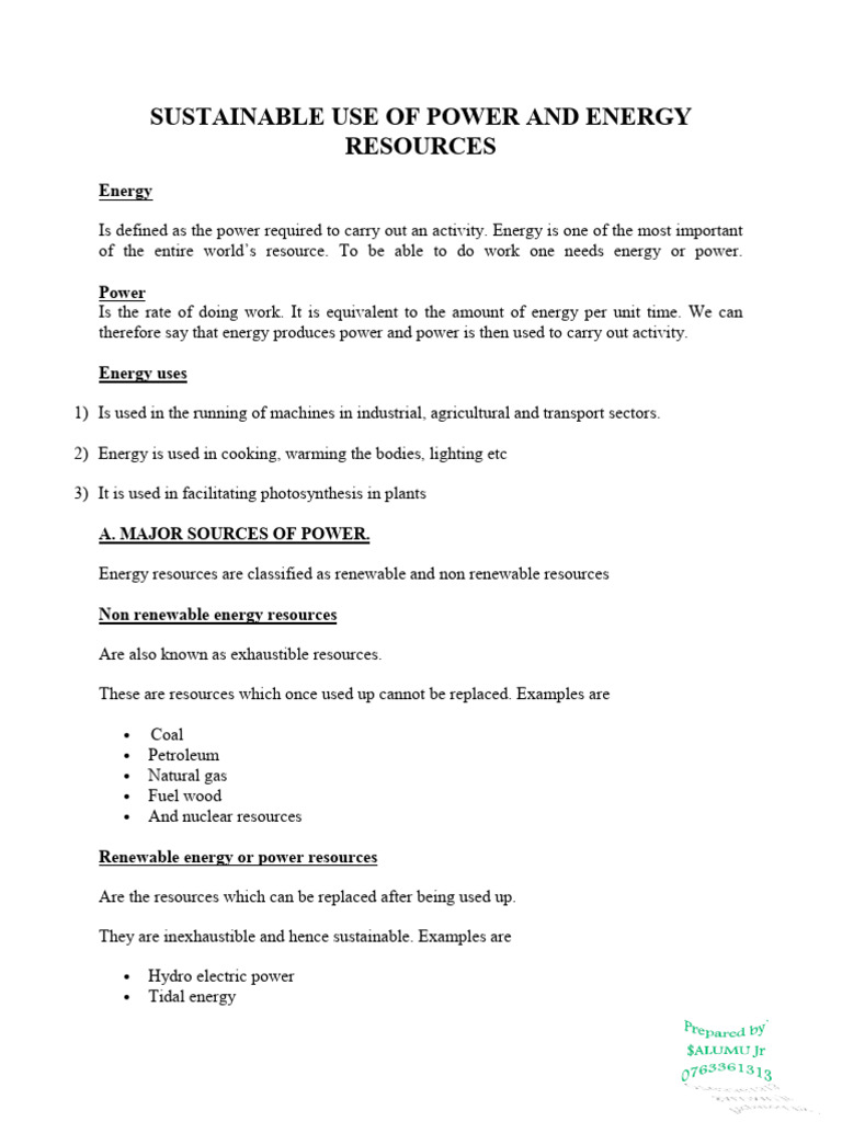 Sustainable Energy Resource Management | PDF | Energy Development ...