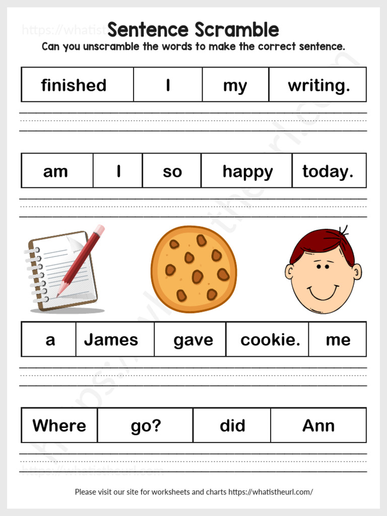 Sentence Unscramble Worksheet | PDF
