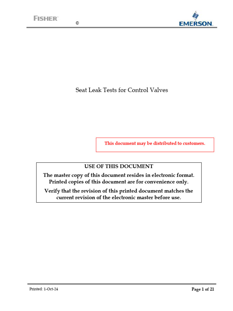 Seat Leakage Classes for Control Valves | PDF | Valve | Pressure ...