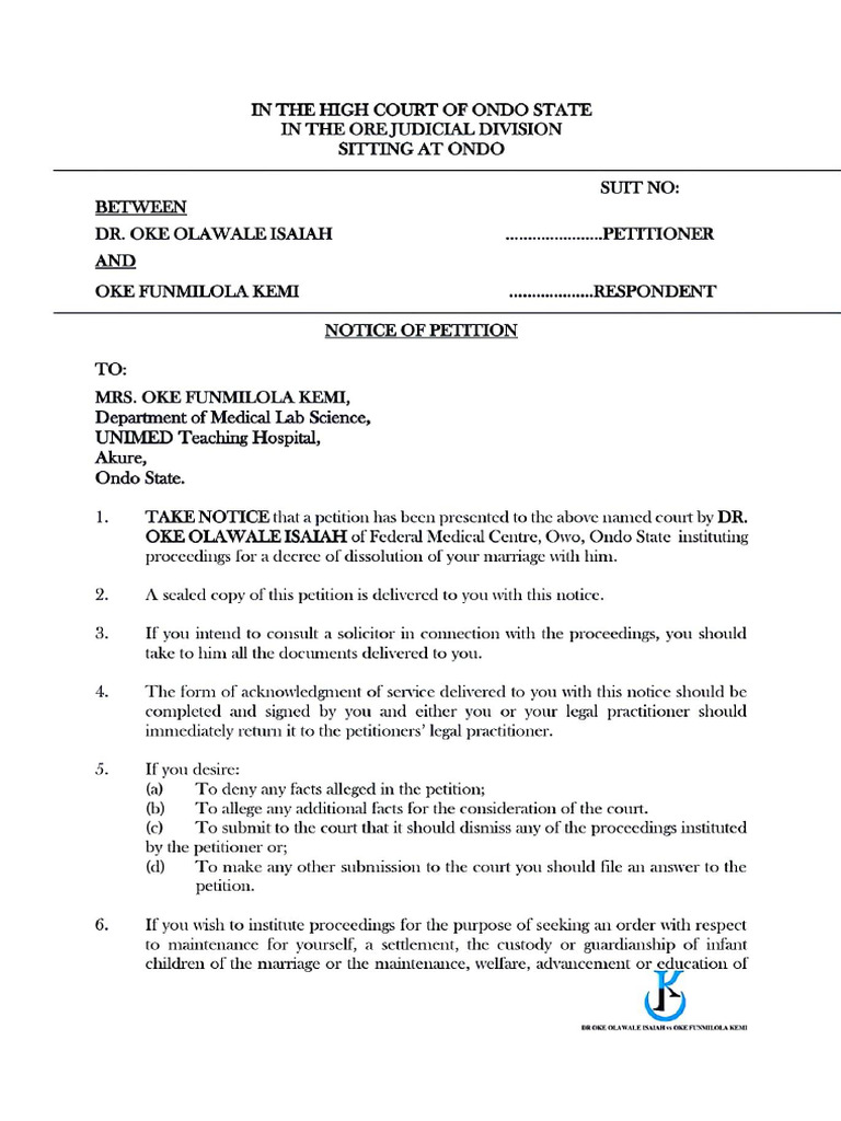 Notice of Petition | PDF