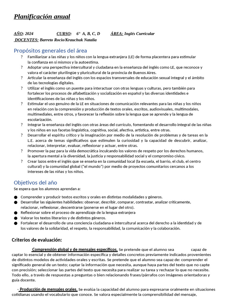 Planificacion 6to año- Latinoamericano.docx | PDF | Enseñando | Evaluación