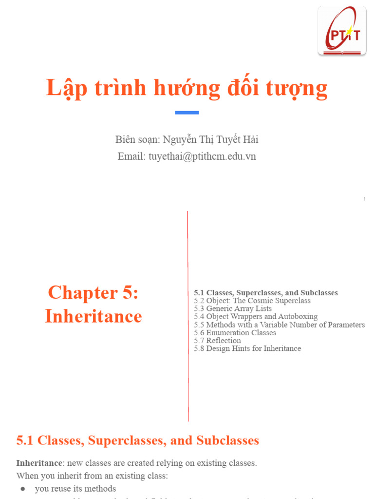 H12 BG Lap trinh huong doi tuong - C5 | PDF | Inheritance (Object Oriented Programming) | Class ...