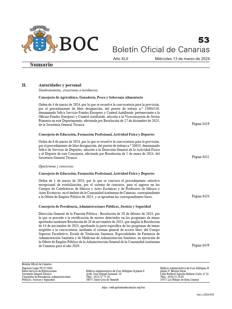 boc-s-2024-053 | PDF | Islas Canarias