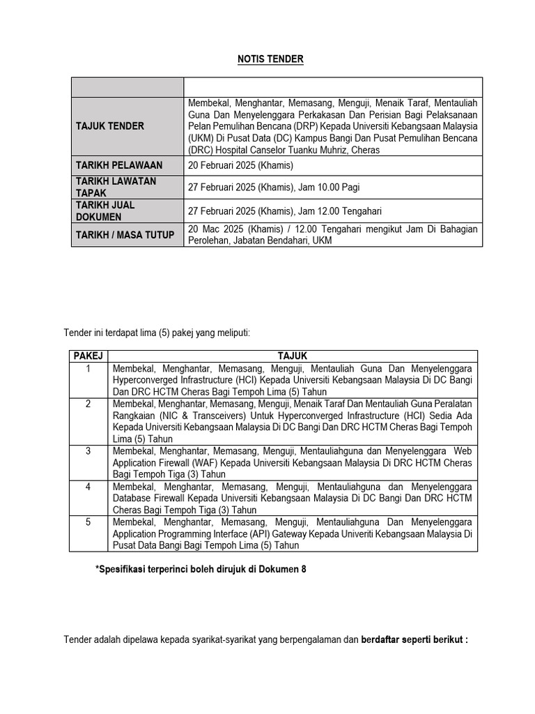 NOTIS TENDER_ext | PDF