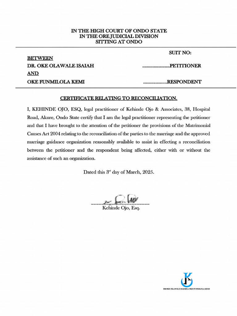 Certificate Relating To Reconciliation | PDF