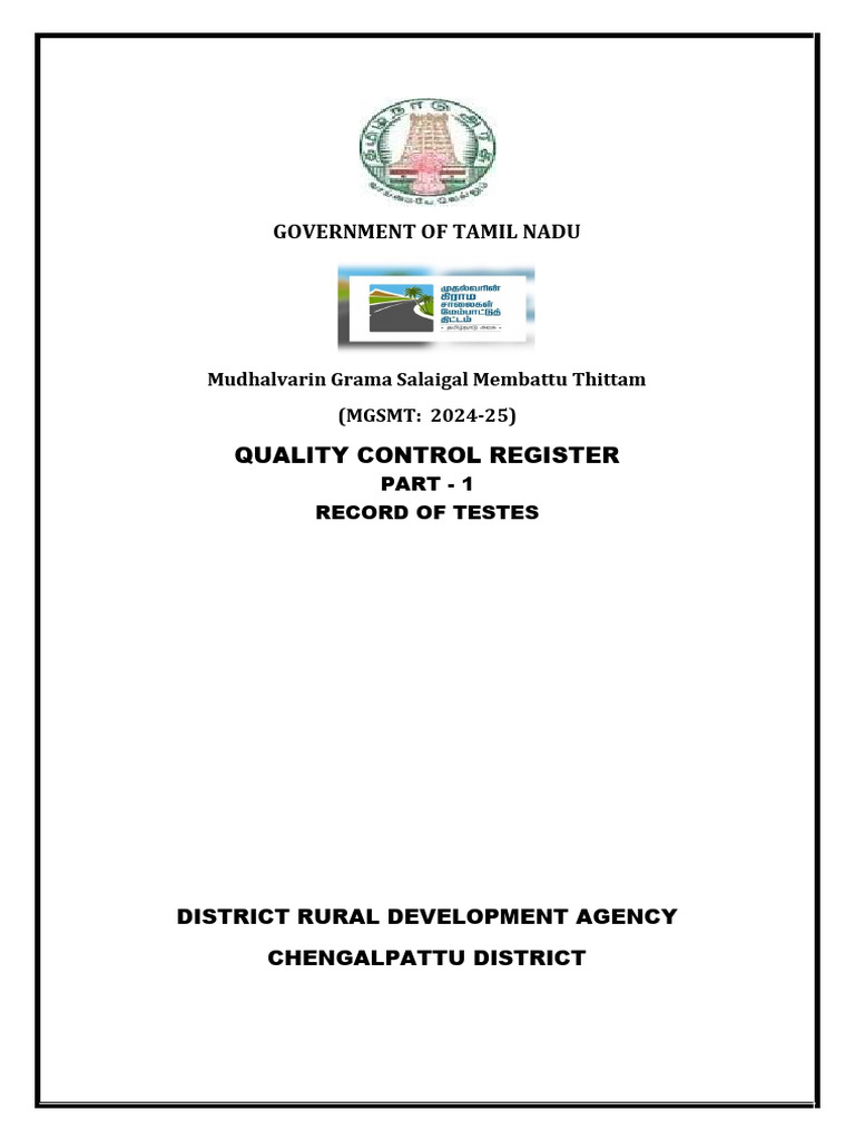MGSMT 2024-25 Quality Control Register | PDF