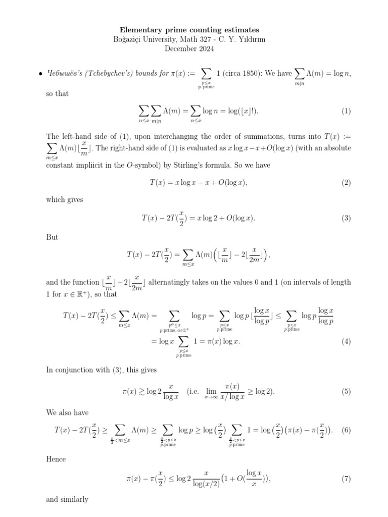 Prime Counting Estimates and Bounds | PDF | Number Theory | Functions ...