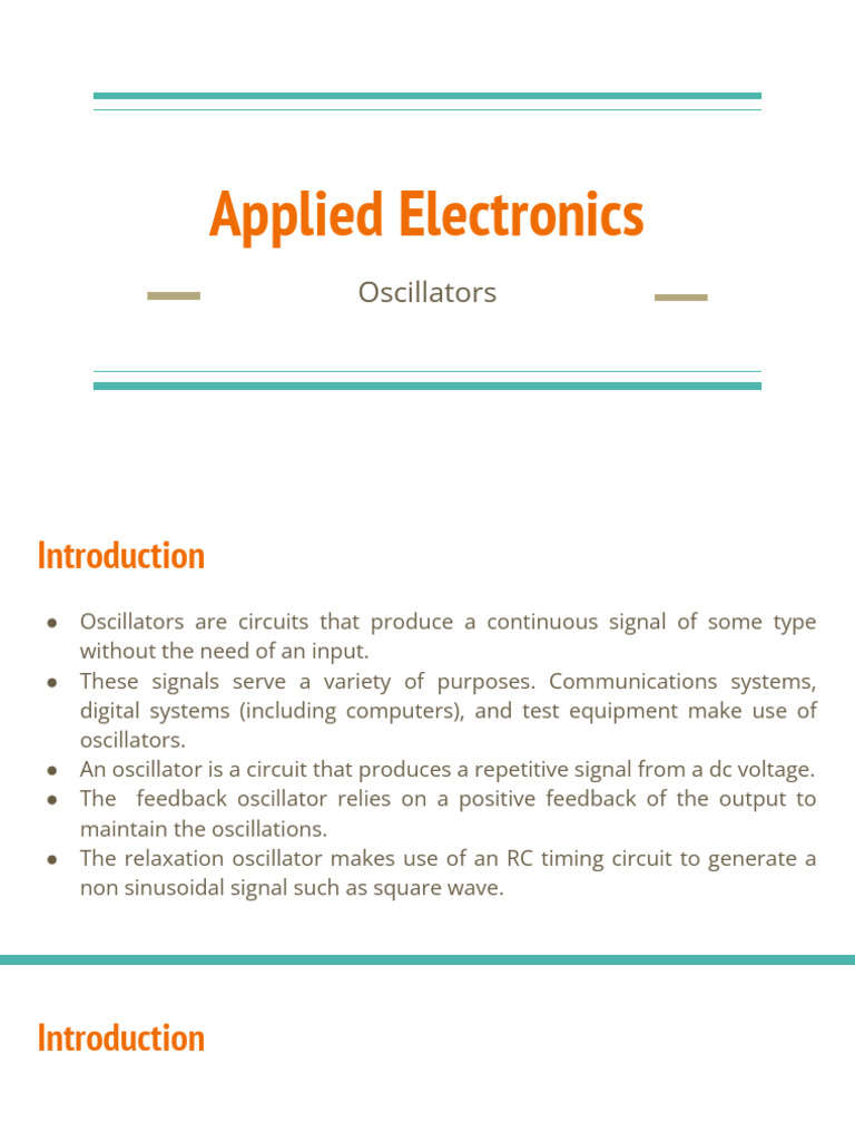 Applied Electronics - Oscillators | PDF | Electronic Oscillator | Feedback