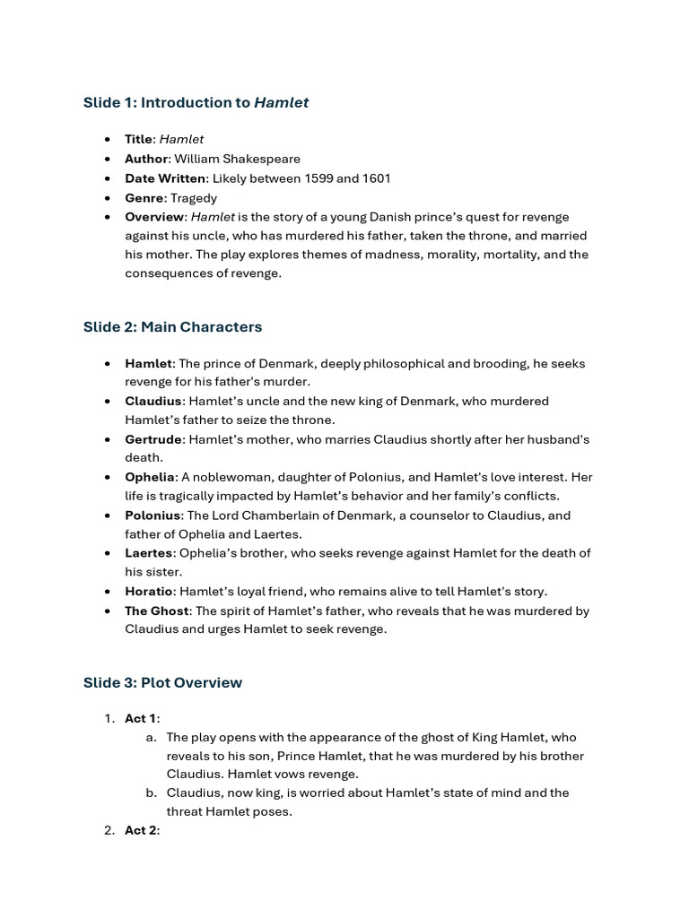 Slide 1: Introduction To: Hamlet | PDF | Hamlet | Plays Based On ...