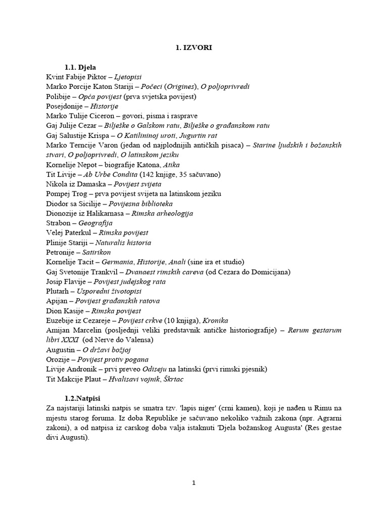 POVIJEST RIMA - skripta | PDF