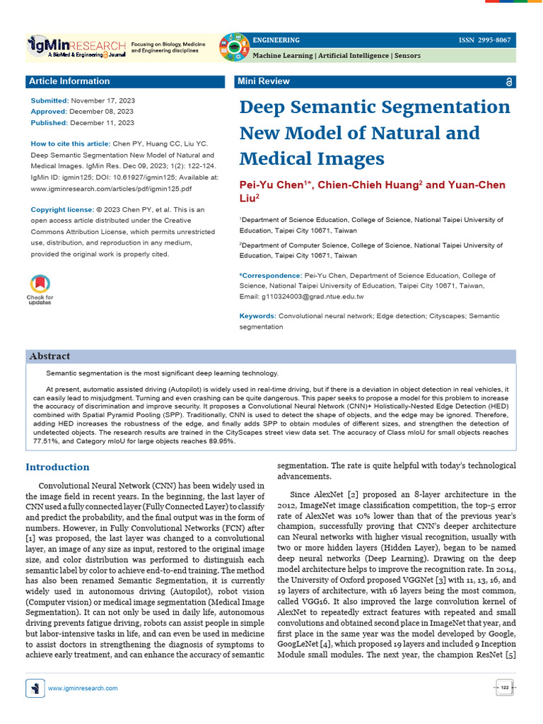 Deep Semantic Segmentation New Model of Natural and Medical Images | PDF | Artificial ...