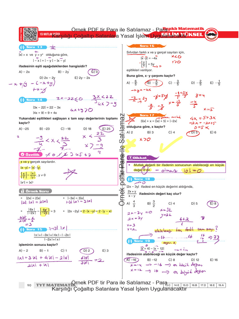 13 1. Dereceden Denklemler 3 | PDF