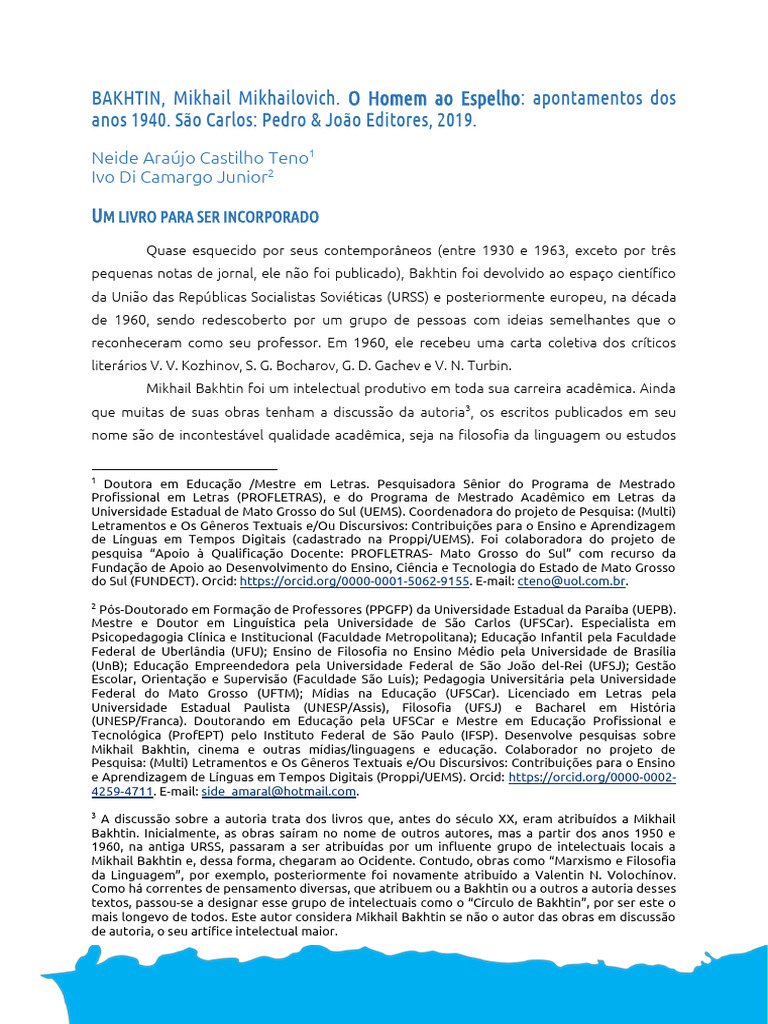 Di Camargo - Teno - Resenha O+homem+ao+espelho Bakhtin | PDF ...