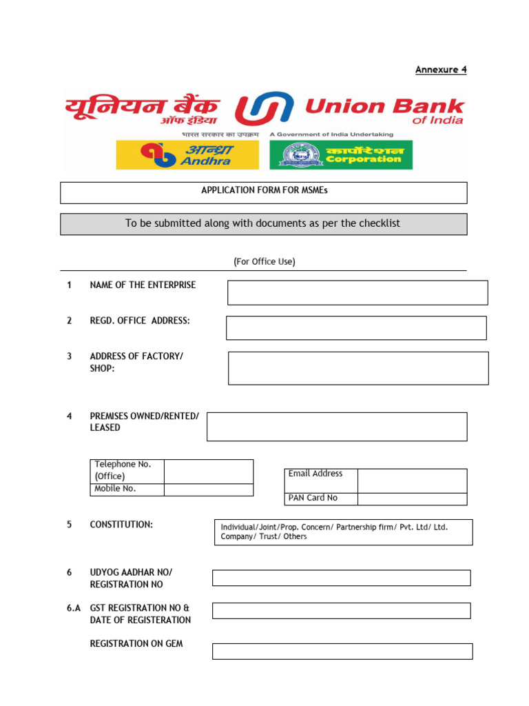 MSME Loan Application Form | PDF | Credit | Finance & Money Management
