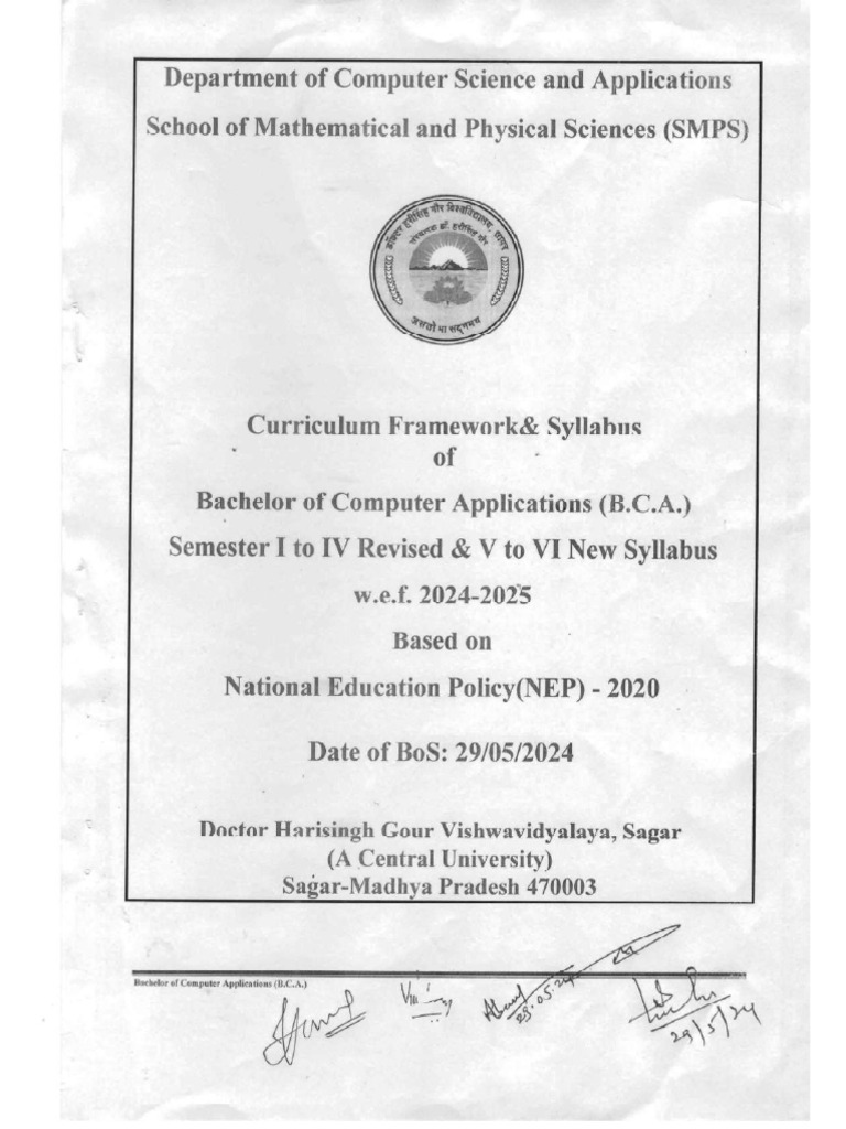 BCA Syllabus NEP2020 Approved BoS On 29-05-2024 Final Scan | PDF