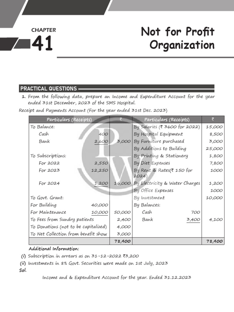 E-Book - 8 Non-Profit Organisation | PDF | Expense | Depreciation