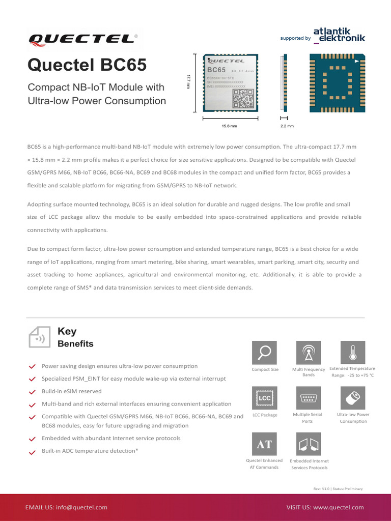 Quectel_BC65_NB-IoT_Specification_V1.0_Preliminary_20200422_ate | PDF | General Packet Radio ...