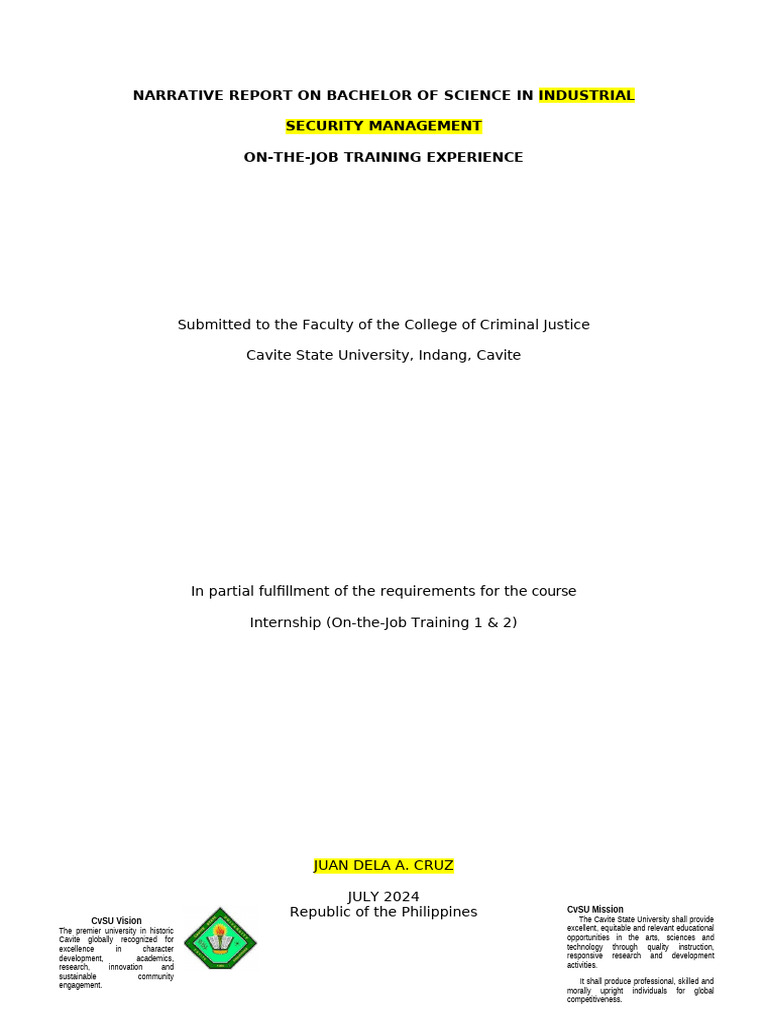 Sample Format of Narrative Report | PDF