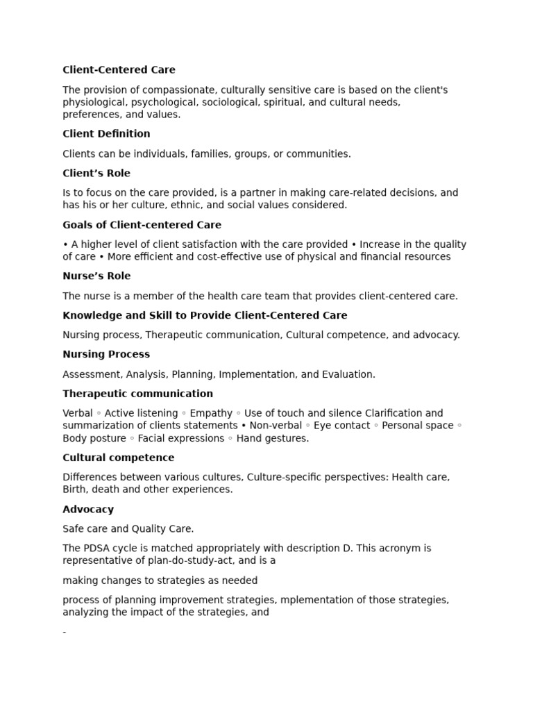 Client centered Care | PDF | Pain | Diseases And Disorders