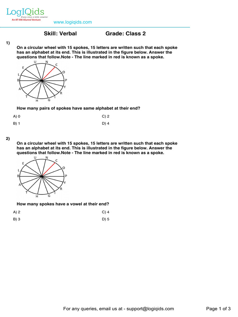 Class 2 - Worksheet No 7 - Verbal - Easy | PDF | Alphabet | Linguistics