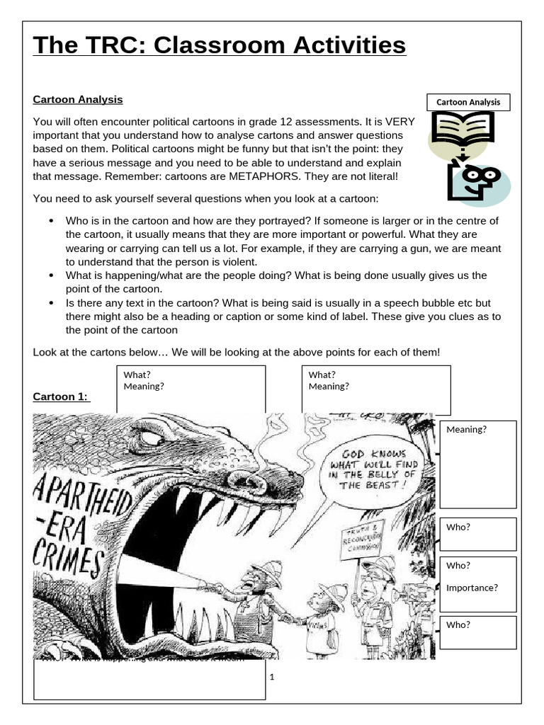 Analyzing Political Cartoons & TRC Cases | PDF | Apartheid | South Africa