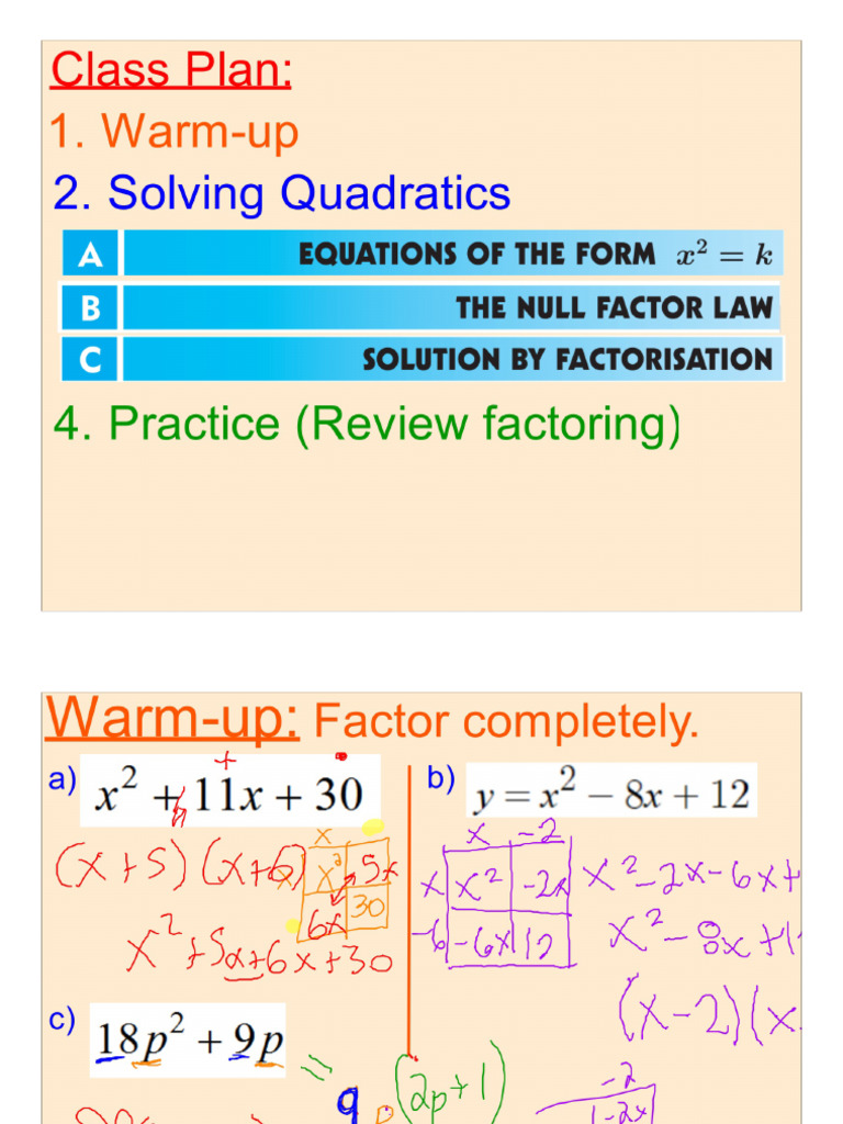 1119 9S Solving by Factoring 18BC Notes | PDF