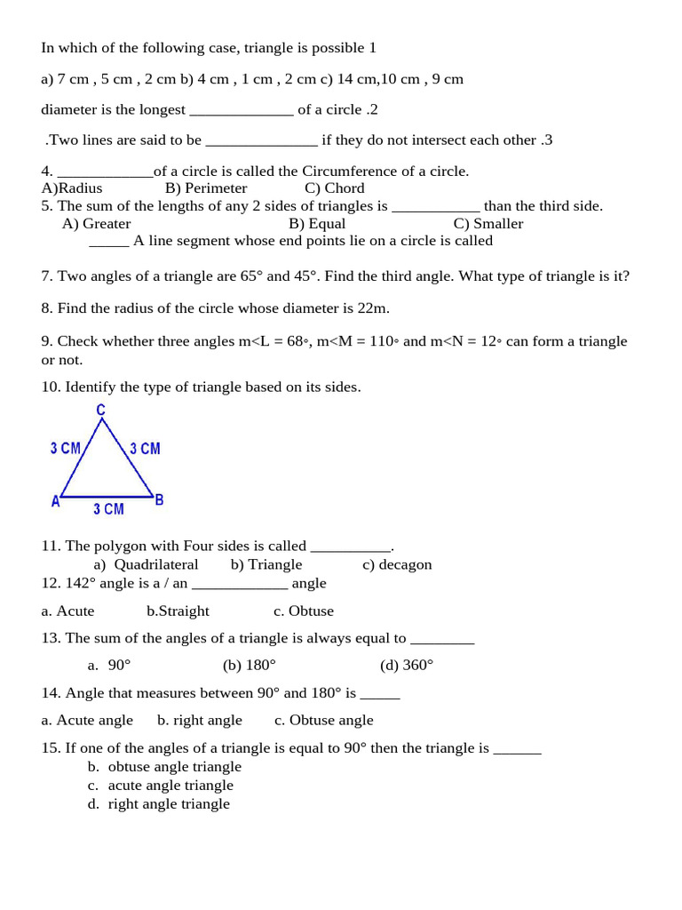Geometry revision | PDF | Circle | Triangle