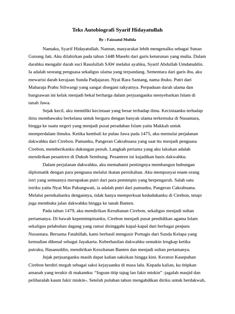 Teks Autobiografi Syarif Hidayatullah | PDF