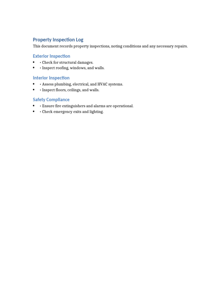 Property Inspection Log | PDF