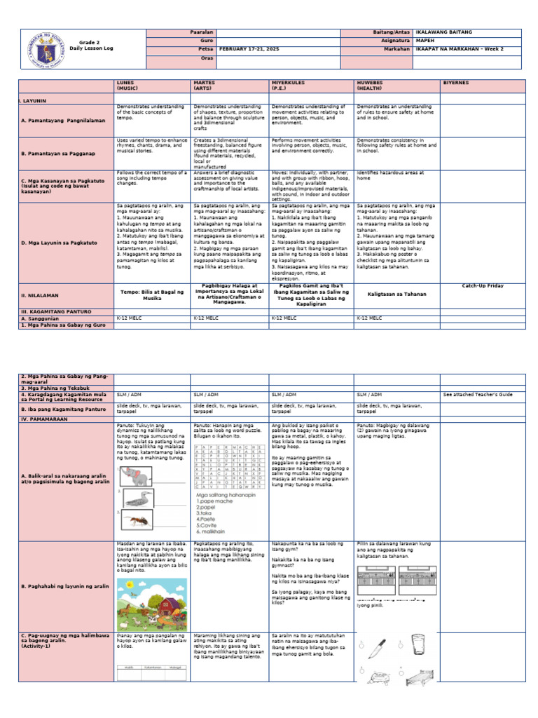 q4 Week2 DLL Mapeh 2 | PDF