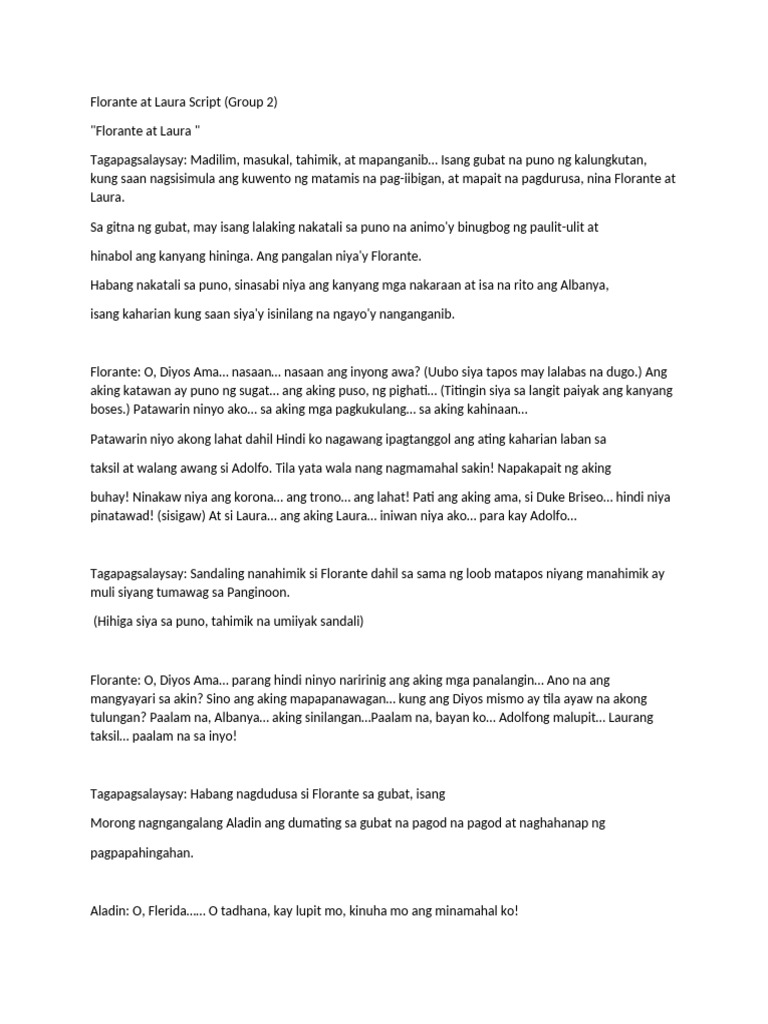 Florante at Laura Script | PDF