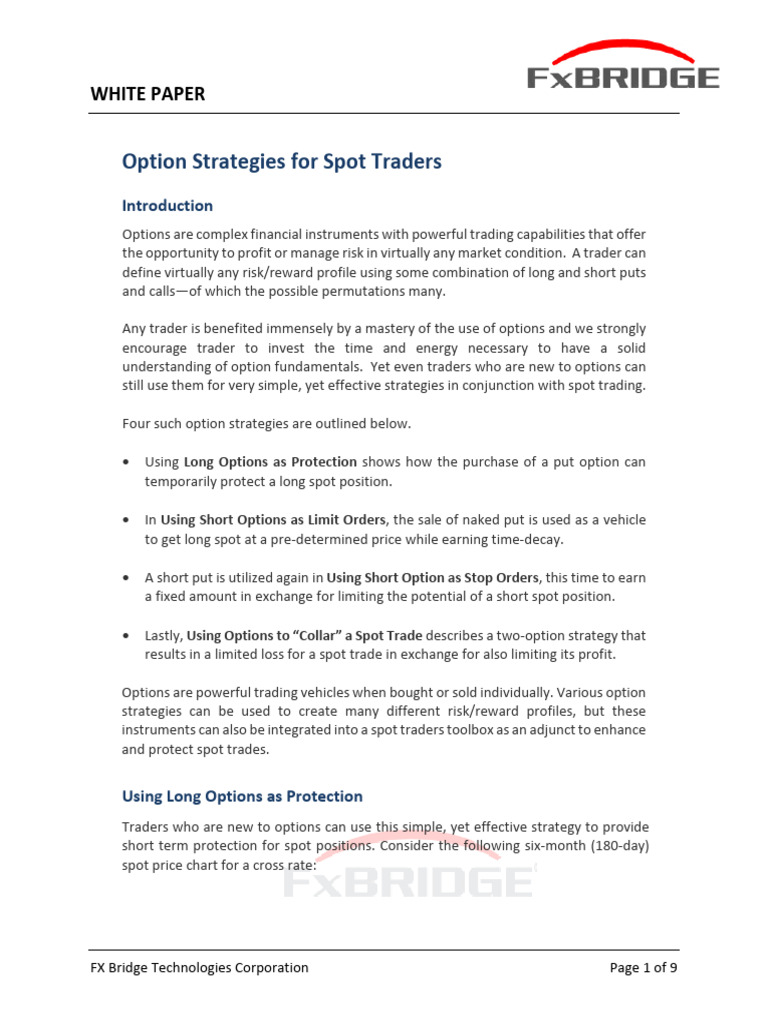 Option-Strategies-for-Spot | PDF | Option (Finance) | Put Option