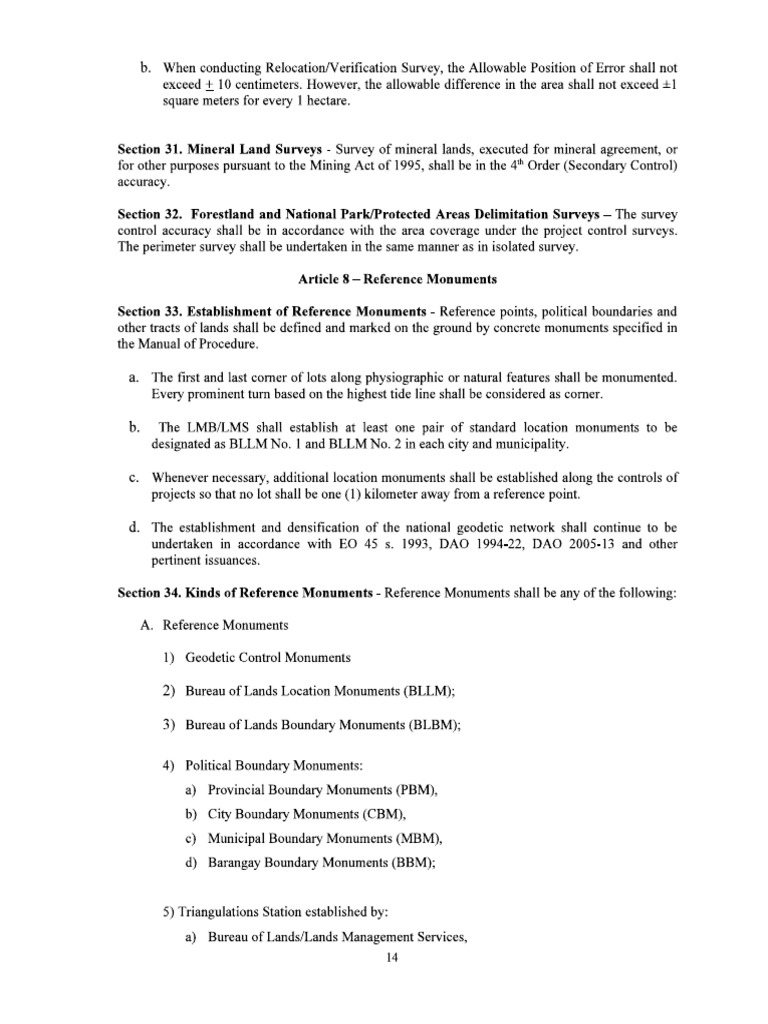 Sec 33 Dao 2007-29 Ref Monuments | PDF