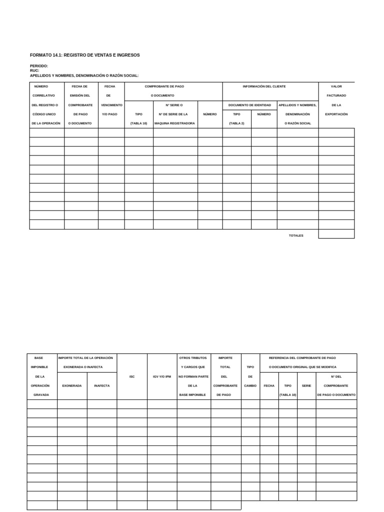 Registro de Ventas e Ingresos 14.1 | PDF