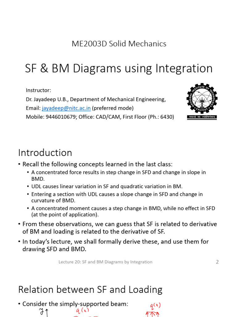 Lecture-20 SF BM Diagrams Integration | PDF | Force | Mechanics