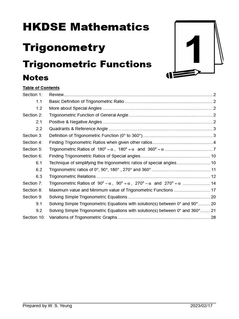 HKDSE Mathematics Trigonometry: Trigonometric Functions | PDF ...